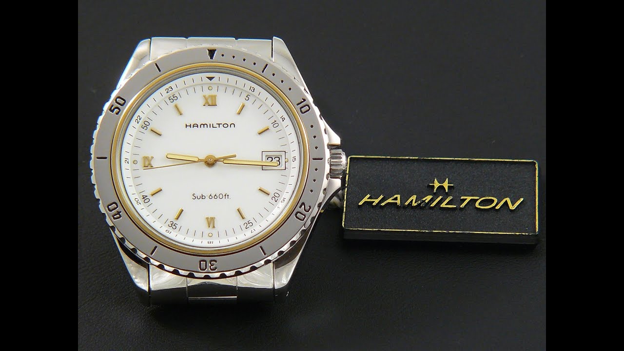 Hamilton Sub 660 ft Fully Polished stainless steel with a white dial ...