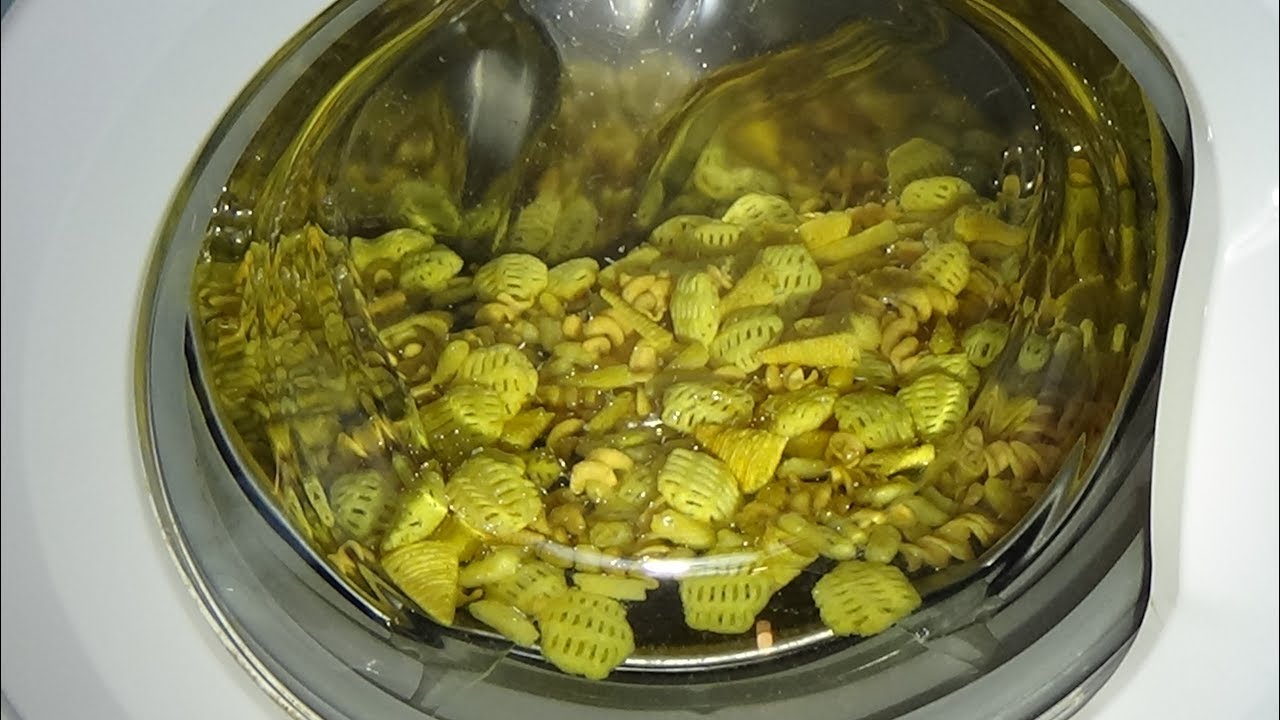 Experiment, test - chips mix in a Washing Machine, potato chips broken ...