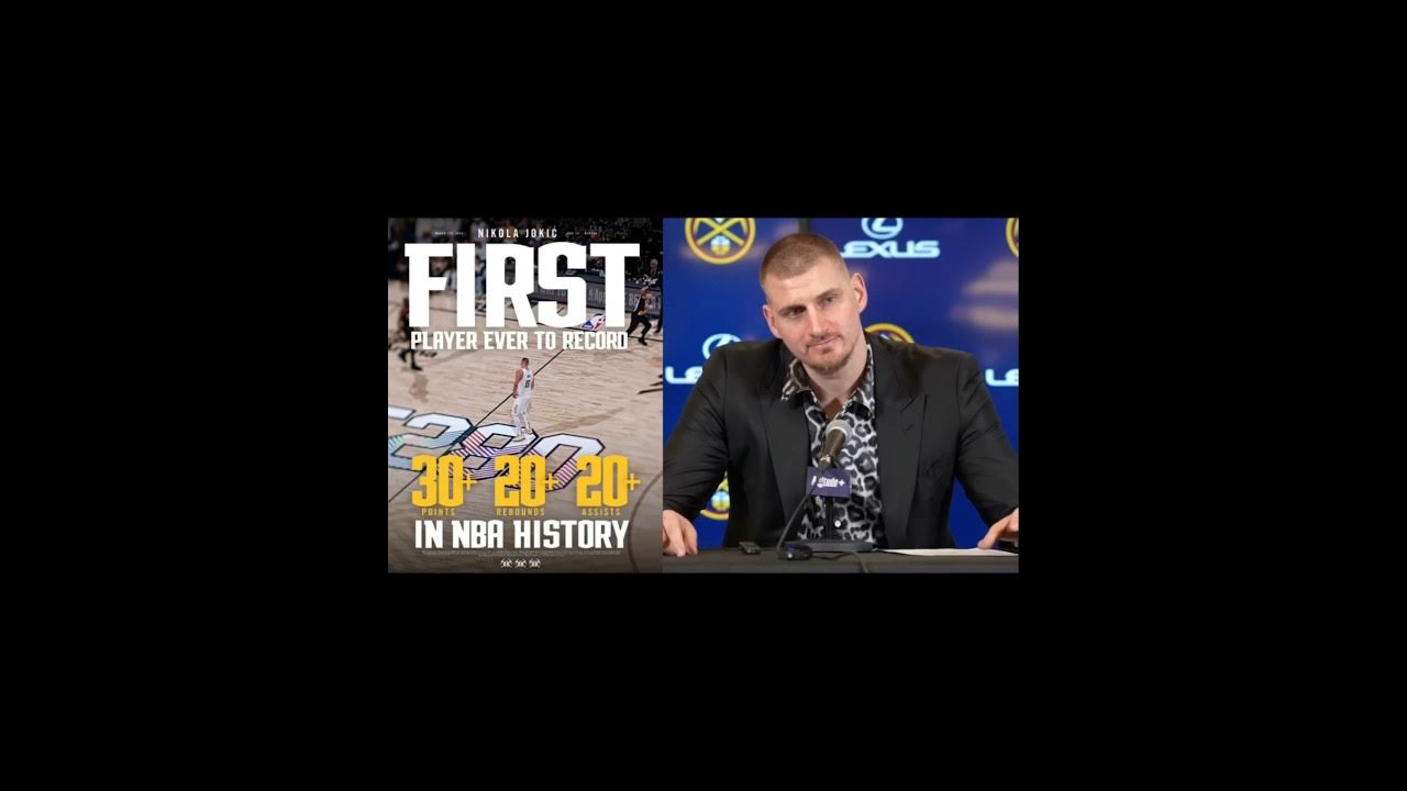 Nikola Jokic hilarious reaction to first ever 30-20-20 game in NBA history 😁😅 - YouTube