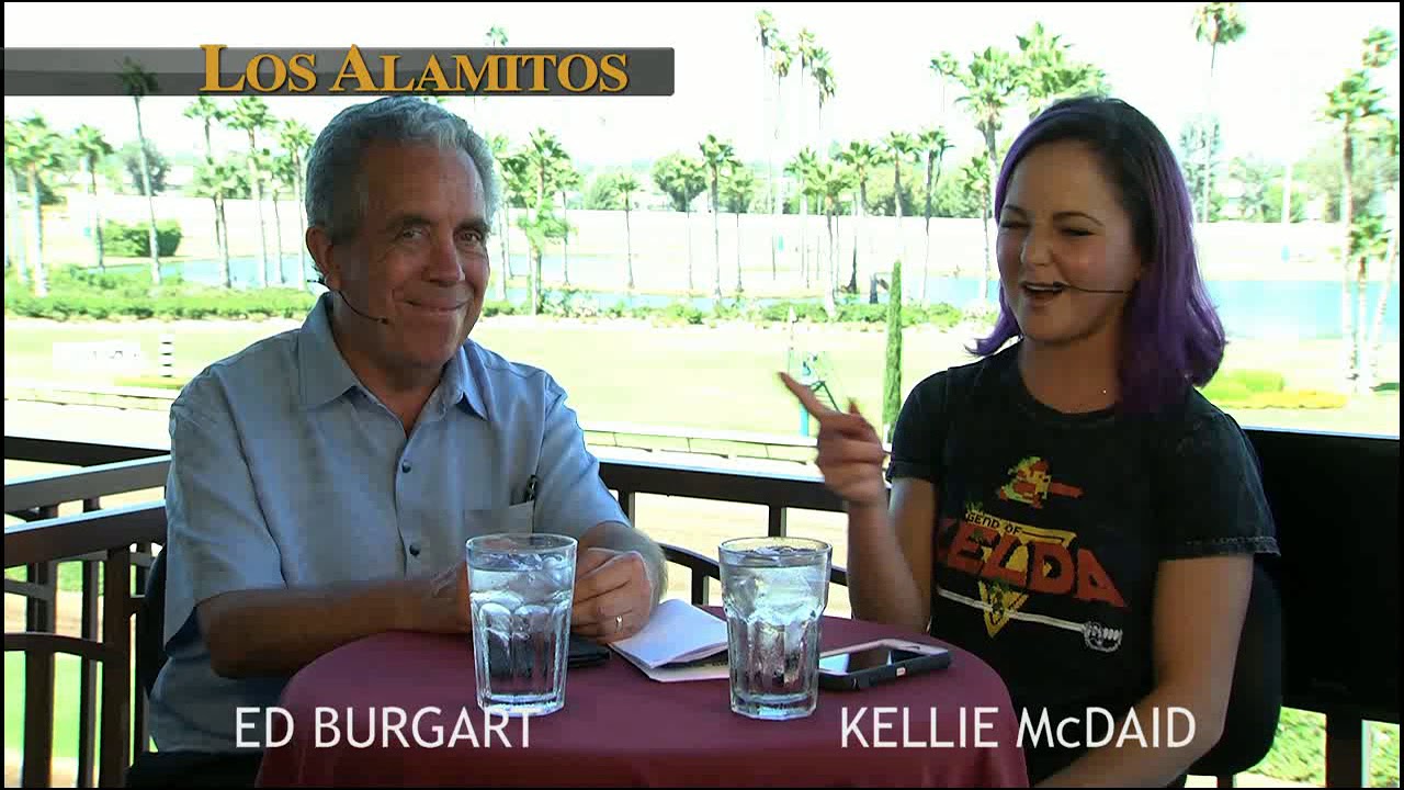 Ed Burgart Interviews jockey Kellie McDaid, at Los Alamitos - YouTube