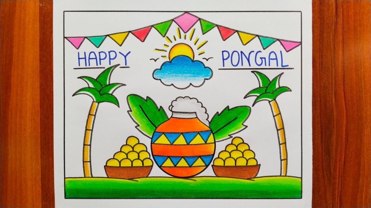Pongal Drawing / Pongal Drawing Easy / Pongal Festival Drawing / Pongal ...