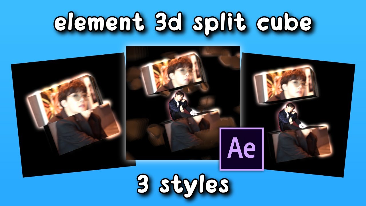 element 3d split cube (3 styles) | after effects - YouTube