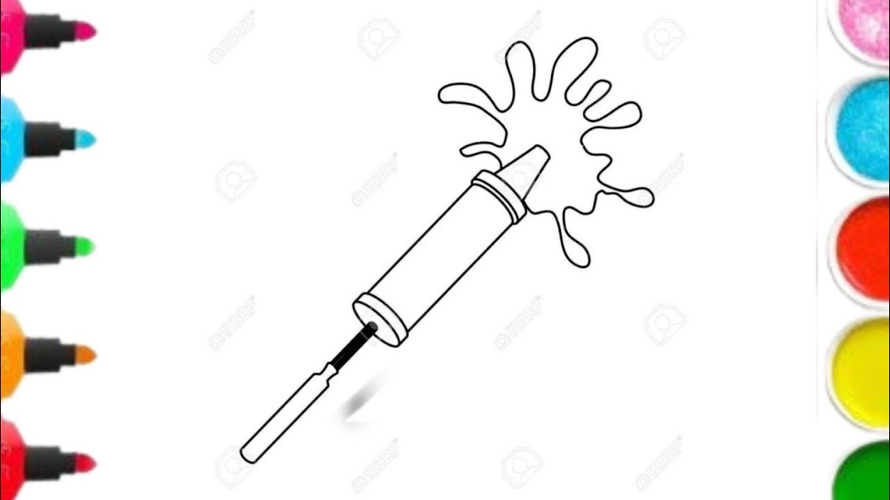 Colouring a Pichkari Small Size||Easy and Cute Drawing Easy colouring ...