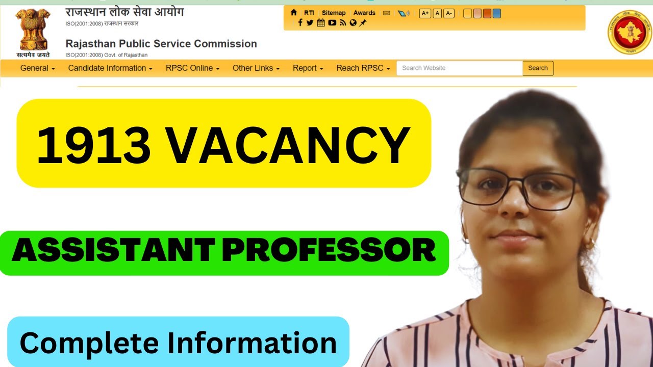 ASSISTANT PROFESSOR Bumper Vacancy 🔥 II 1913 Vacancy I RPSC | Complete ...
