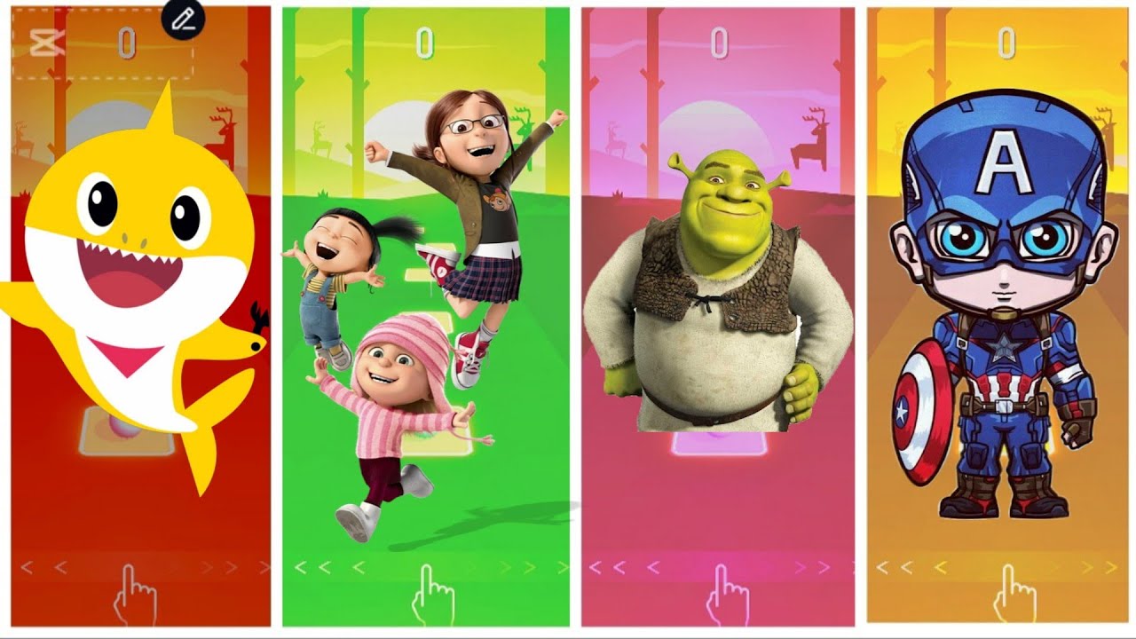 Baby shark VS Minions VS Shrek VS Capitan American Coffin danse - YouTube