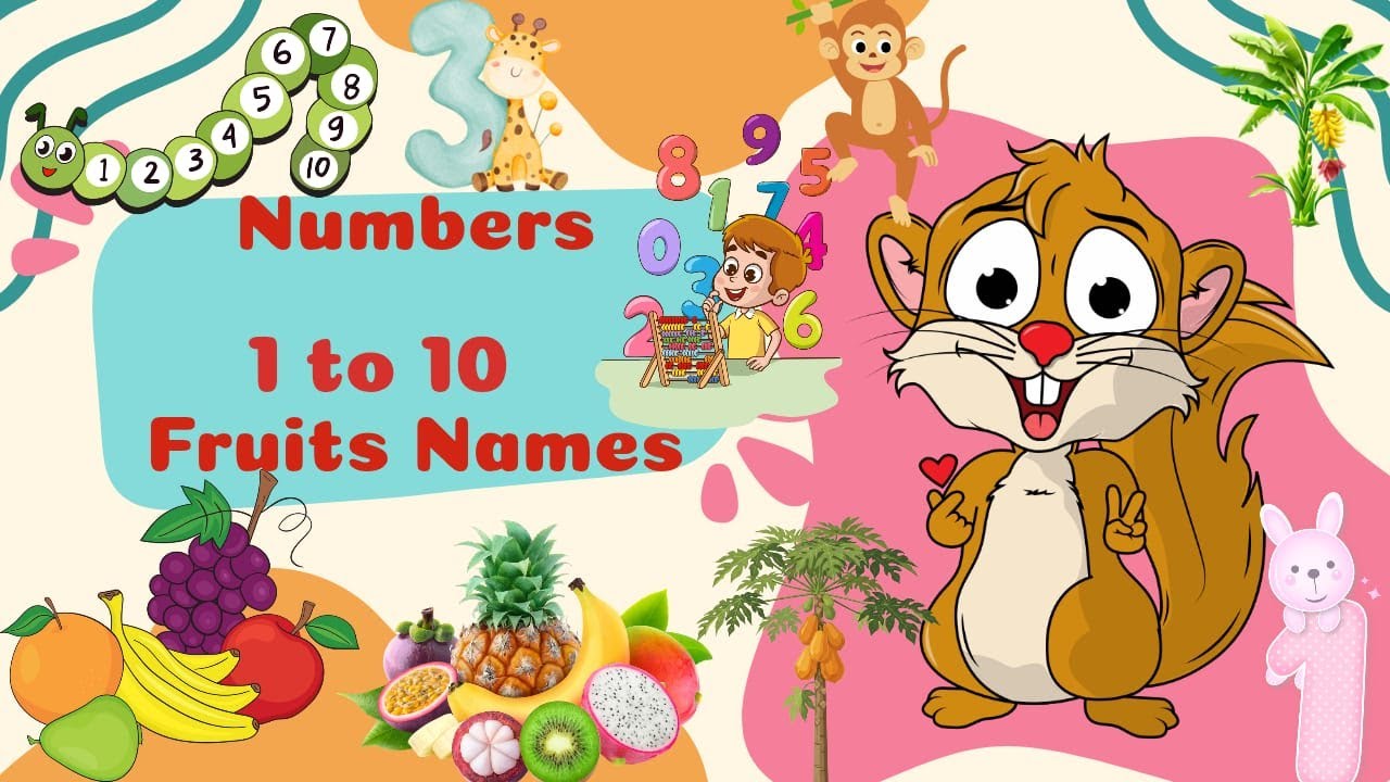 One Two Three Numbers 1 to 10 Numbers & Fruit Names - YouTube