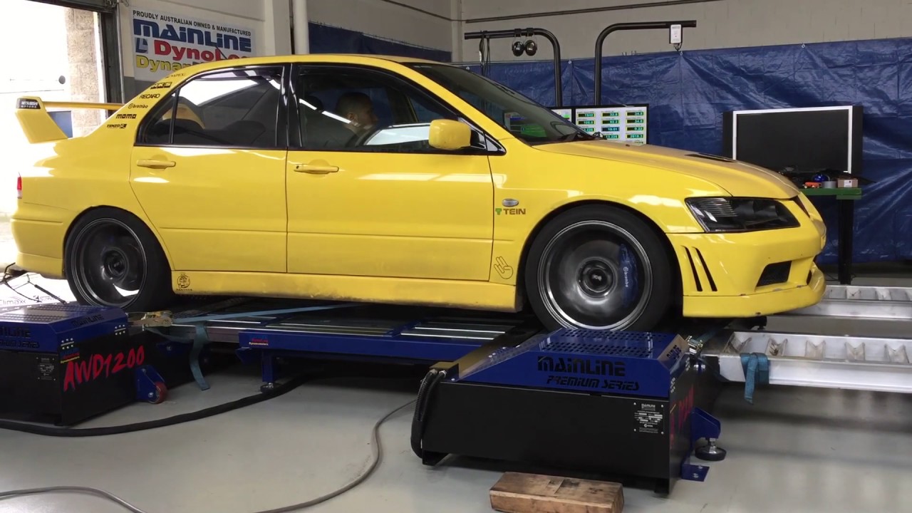 Yellow evo 7 dyno run - YouTube