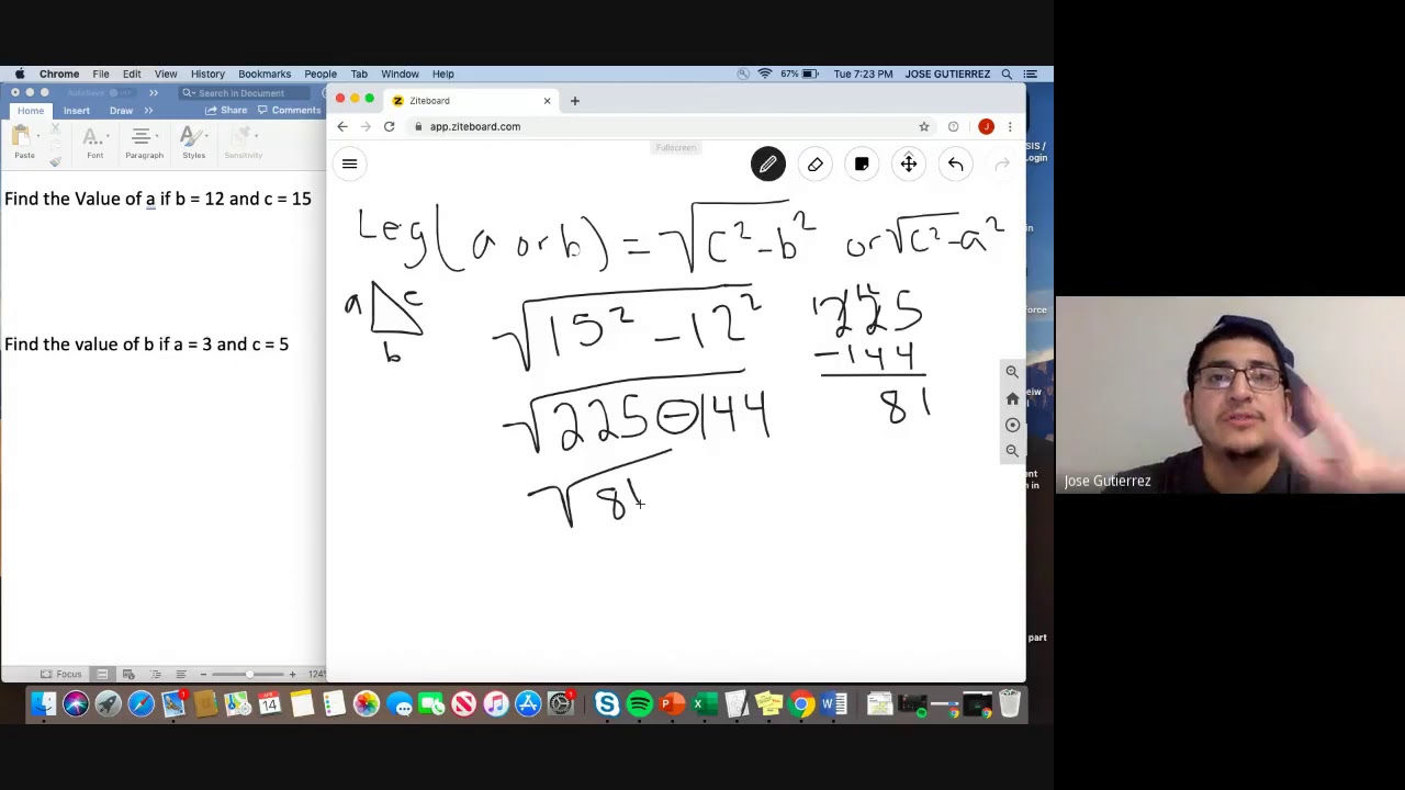 pythagorean theorem find thr missing leg - YouTube