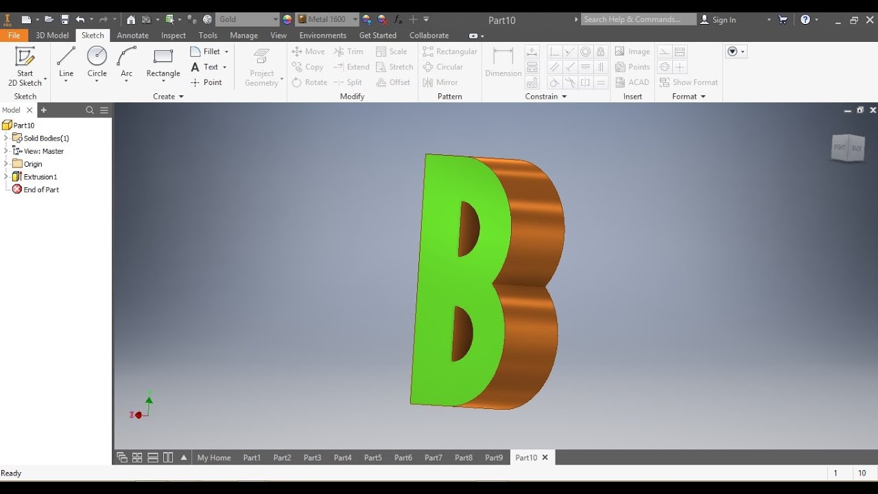 Drawing the Profile, the Shape of the LETTER B with AutoCAD Inventor ...