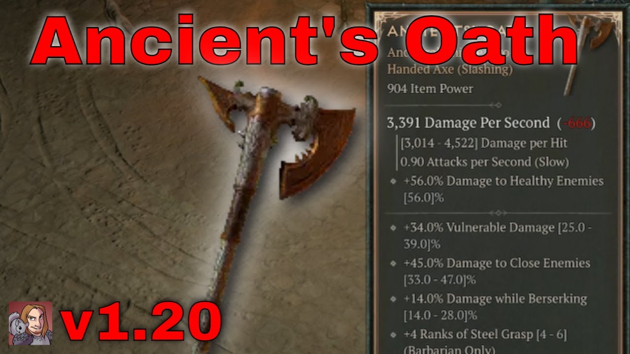 Diablo IV Unique Items - Ancient's Oath (Two Handed Axe) [Patch 1.20 ...