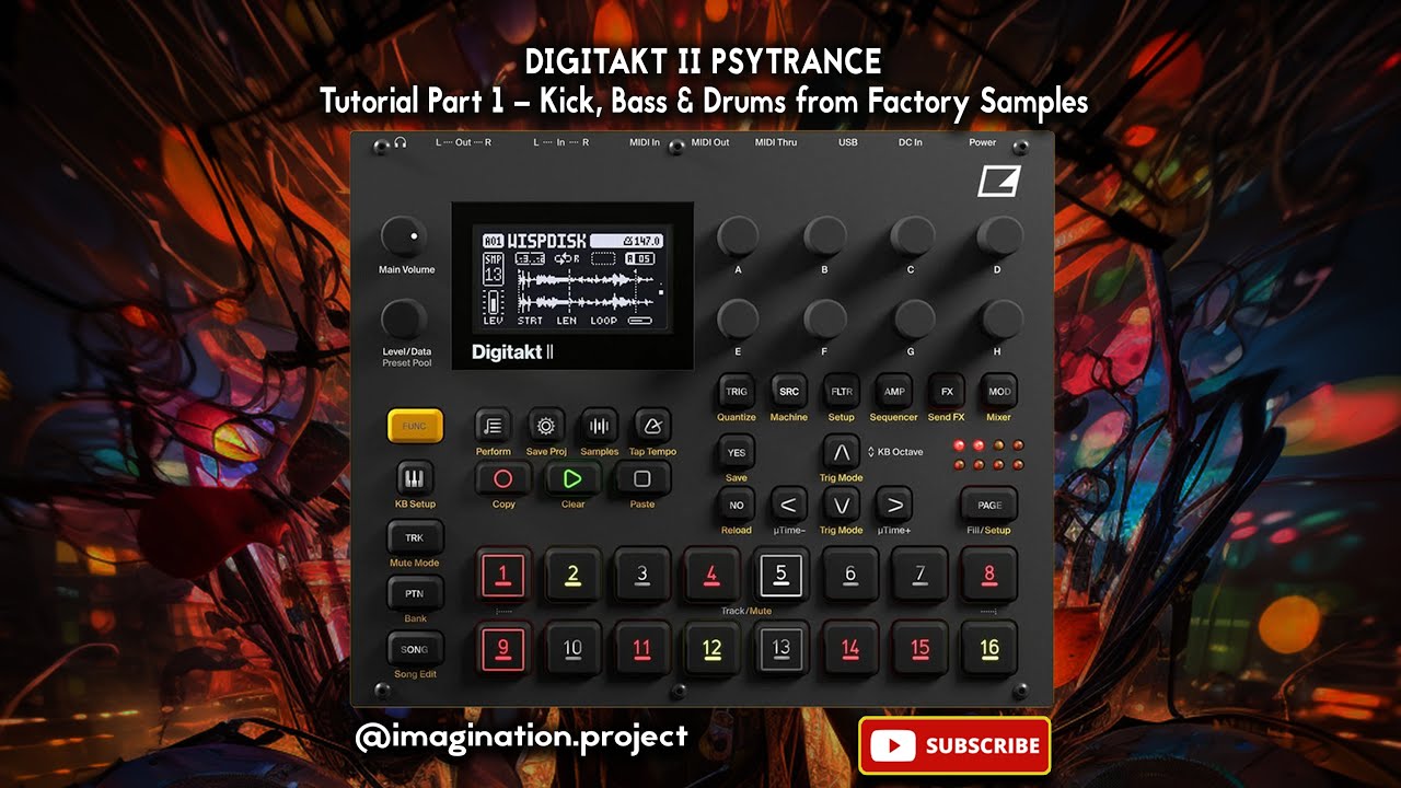 Digitakt II Psytrance Tutorial Part 1 – Kick, Bass & Drums from Factory Samples - YouTube
