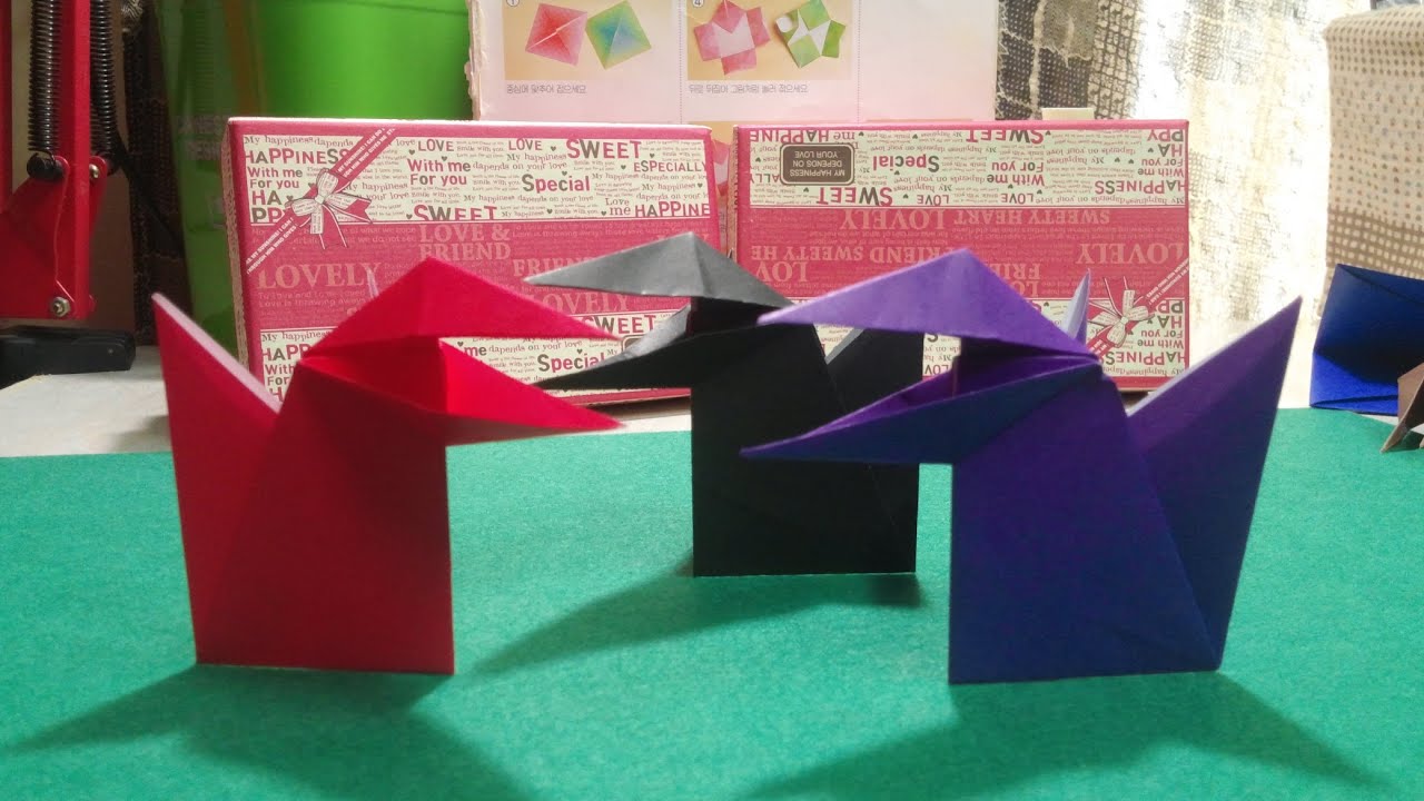 까마귀 색종이 접기 - Origami confetti crow bird paper art - YouTube