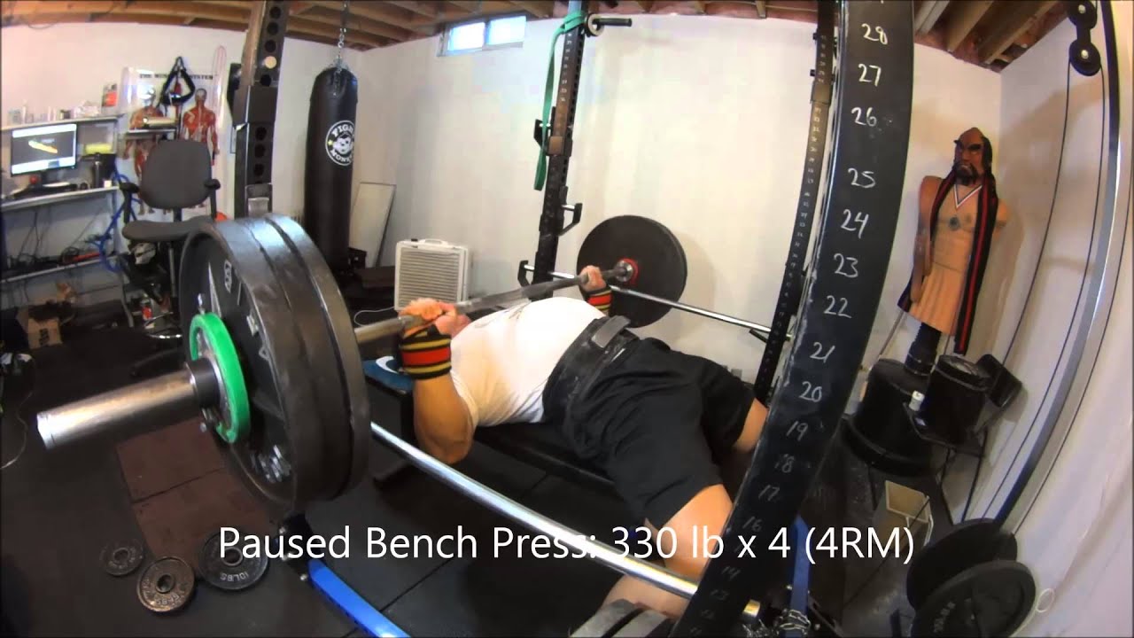 Paused Bench Press: 330 lb x 4 (4RM) - YouTube