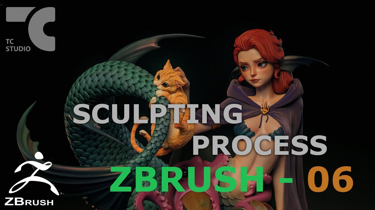 Zbrush sculpting process Mermaid - Part 06 - YouTube
