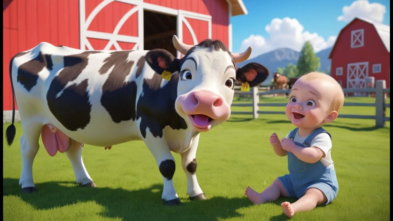 Baby Cow Say Moo Moo Moo | Cute Animal Song for Kids | Fun Farm Rhymes ...