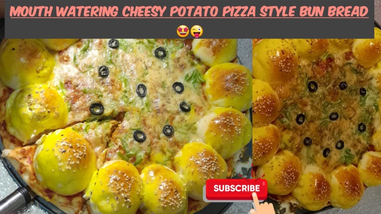 Mini bun bread|pizza style bread|filled with potato & chees|cheesy ...