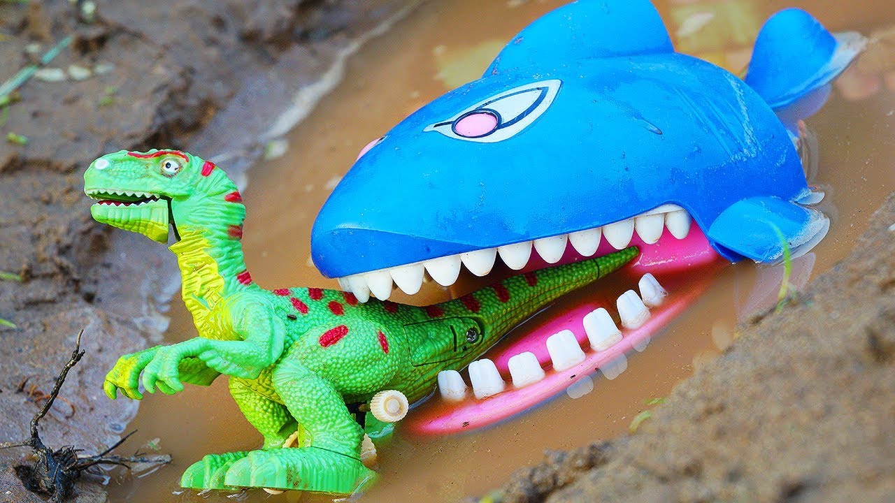 There is a Giant Shark in lake Attack Dinosaurs Tayo the Little Bus ...