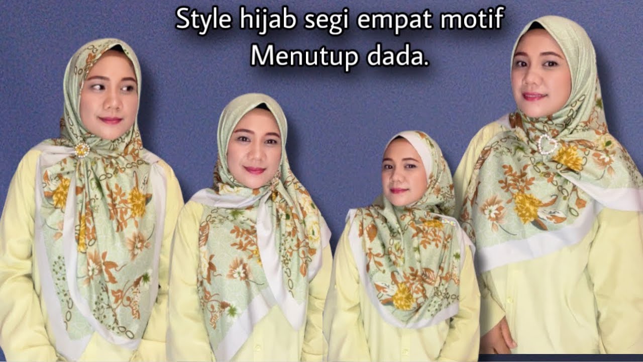 Tutorial hijab segi empat motif menutup dada,cantik & simpel,#subscribe ...