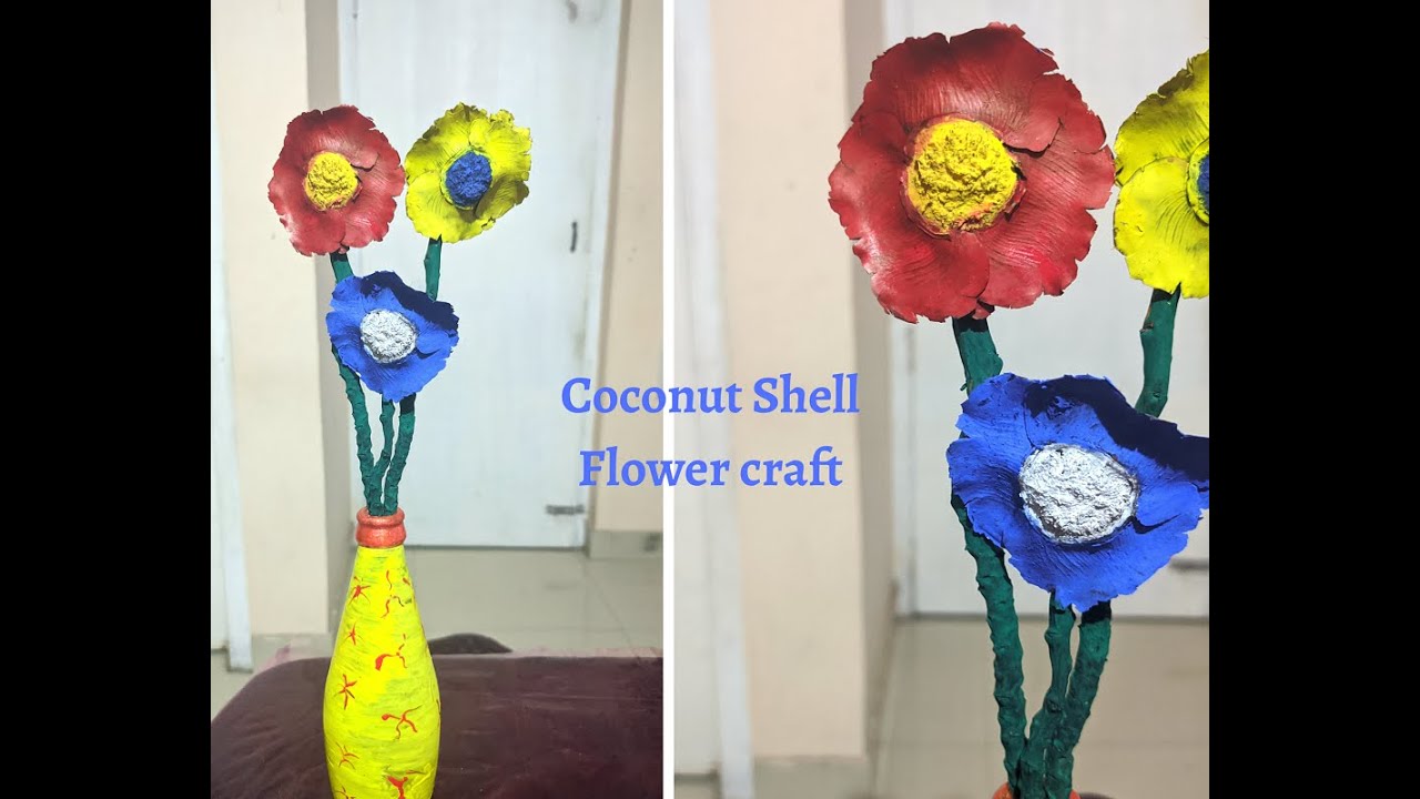 coconut shell flower craft I തെങ്ങിൻ പൂക്കുല കൊണ്ടുള്ള മനോഹരമായ അലങ്കാര ...
