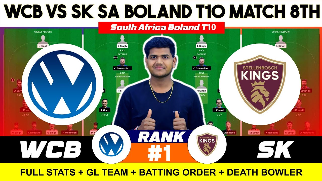 SK vs WCB || SK vs WCB Prediction || SK VS WCB 8TH SOUTH AFRICA BOLAND T10 Match - YouTube