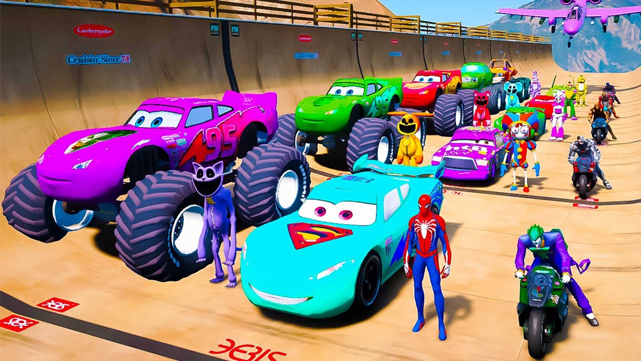 GTA V - POPPY PLAYTIME CHAPTER 3 and FNAF in the Epic New Stunt Race ...