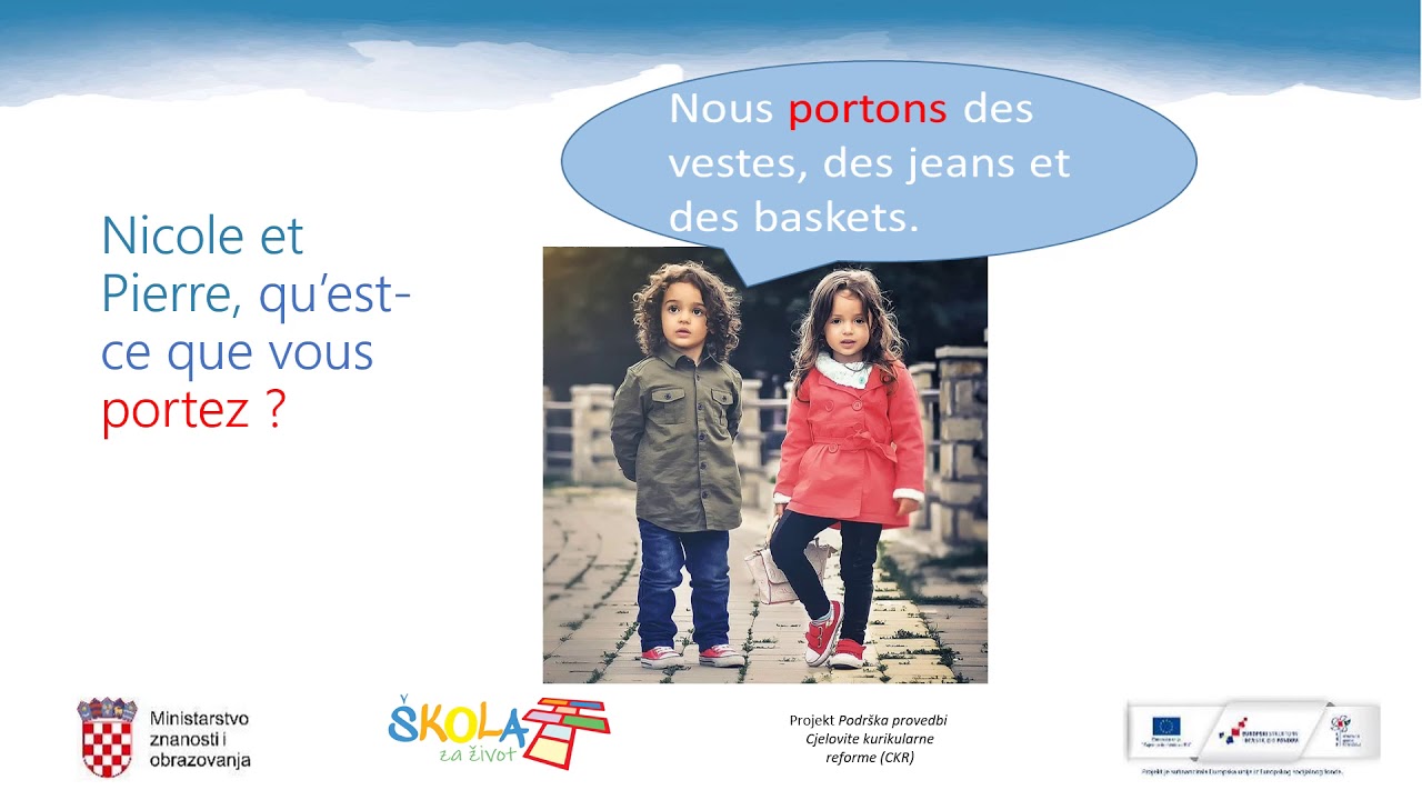 Francuski jezik 5.r. - Qu'est ce que tu portes - YouTube