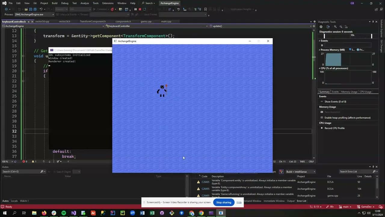 ArchangelEngine Dev Log 3: Movable Player! - YouTube