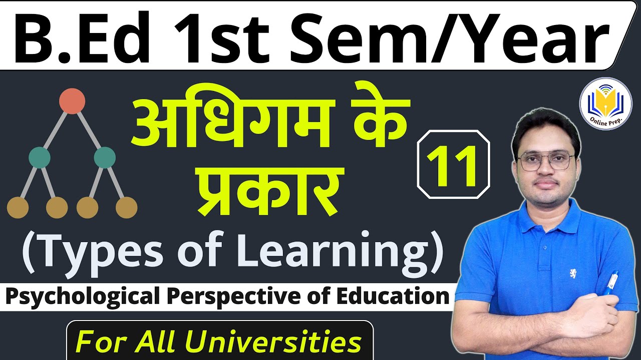 Types of Learning | Class- 11 | अधिगम के प्रकार | bed sem or yearly ...