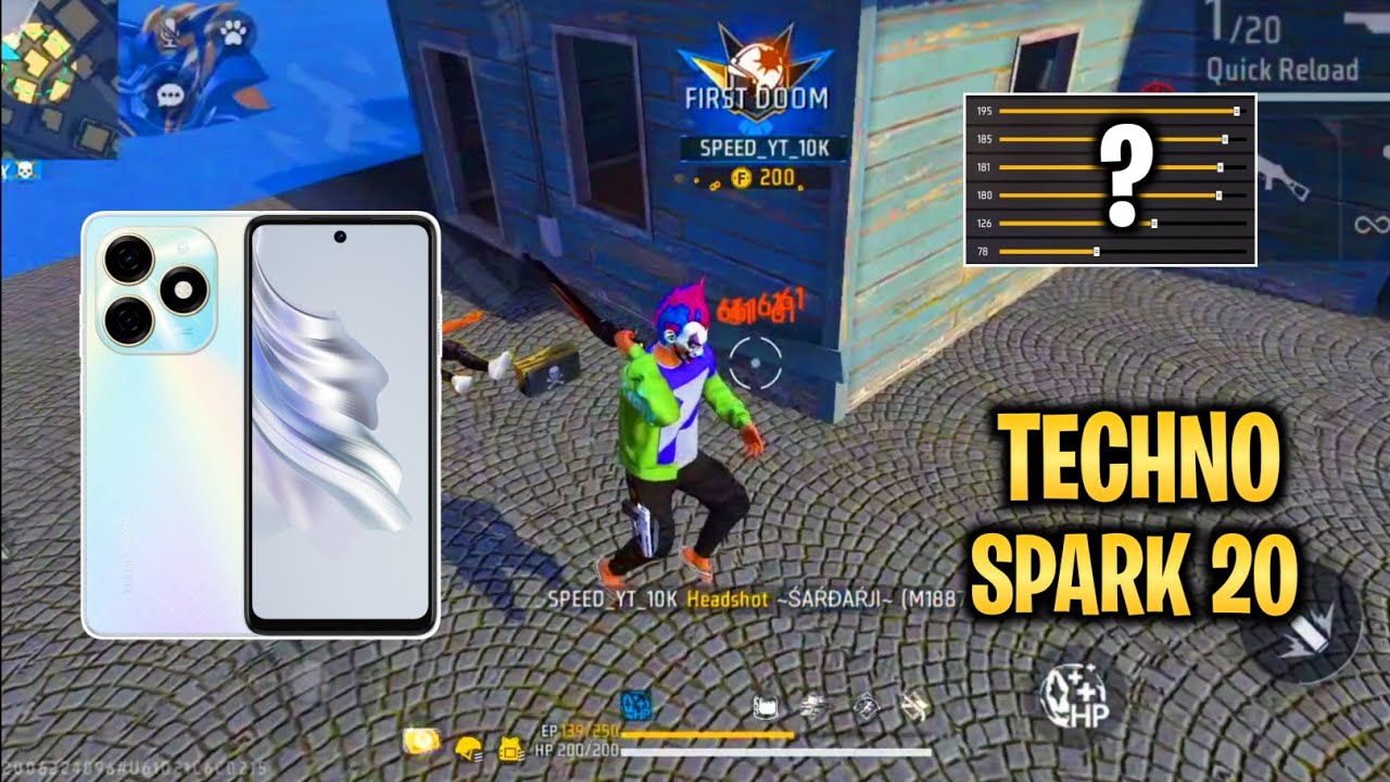 Techno Spark 20 Free Fire Sensitivty settings | Techno Spark 20 Free Fire Headshot settings ...