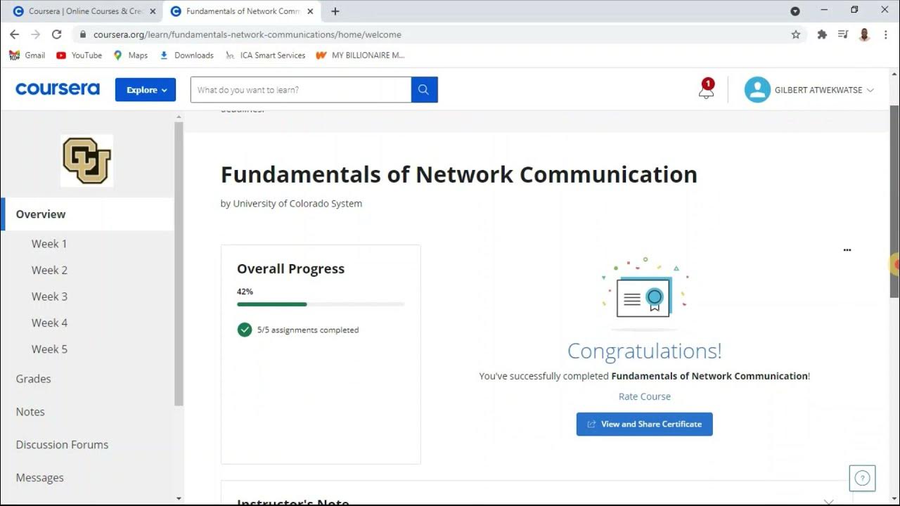 FUNDAMENTALS OF NETWORK COMMUNICATION COURSERA ANSWERS WEEK 5 - YouTube