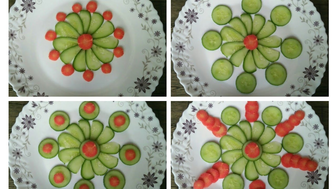 salad decoration/vegetable carving for competion/plate decoration ideas ...
