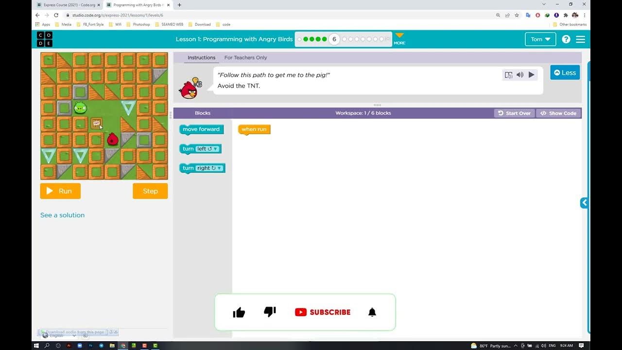 Code org Lesson 1 Programming with Angry Birds || Express Course 2022 - YouTube