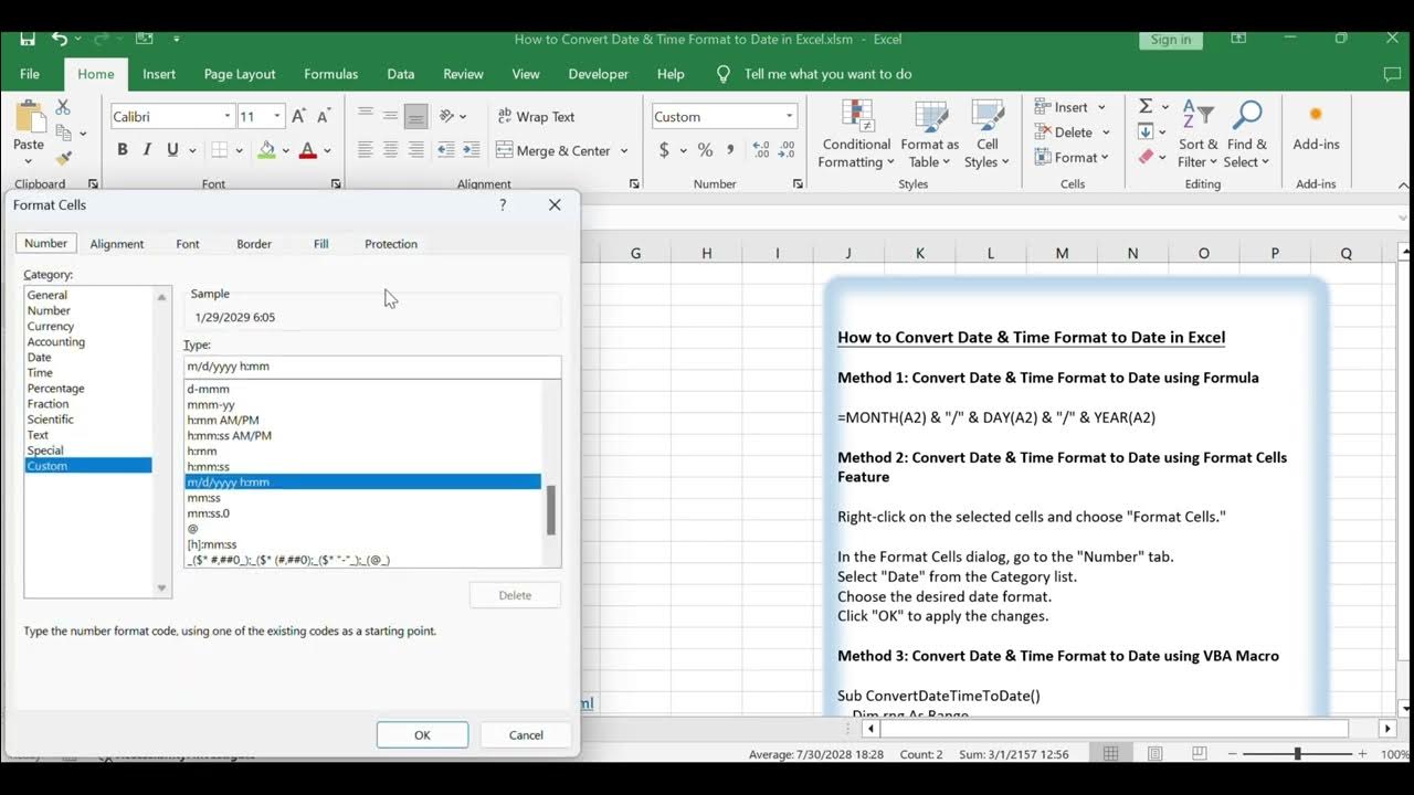 How to Convert Date & Time Format to Date in Excel - YouTube