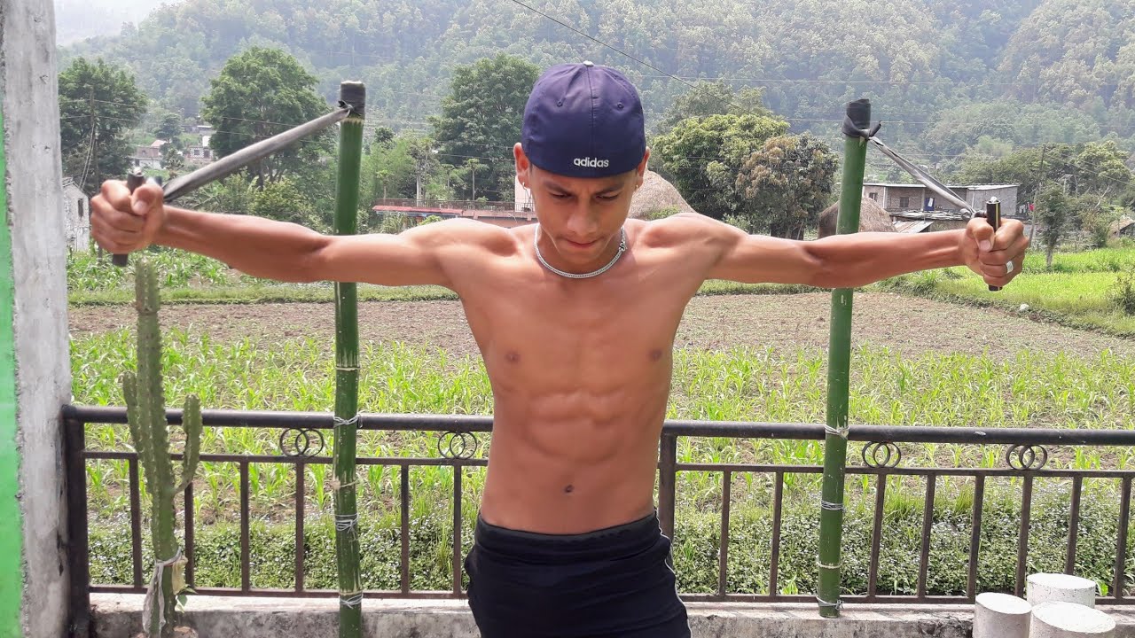 Homemade Cable Crossover Using Rubber + Bamboo - YouTube