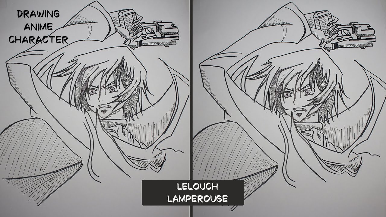 Drawing Anime LELOUCH LAMPEROUGE (CODE GEASS) - YouTube