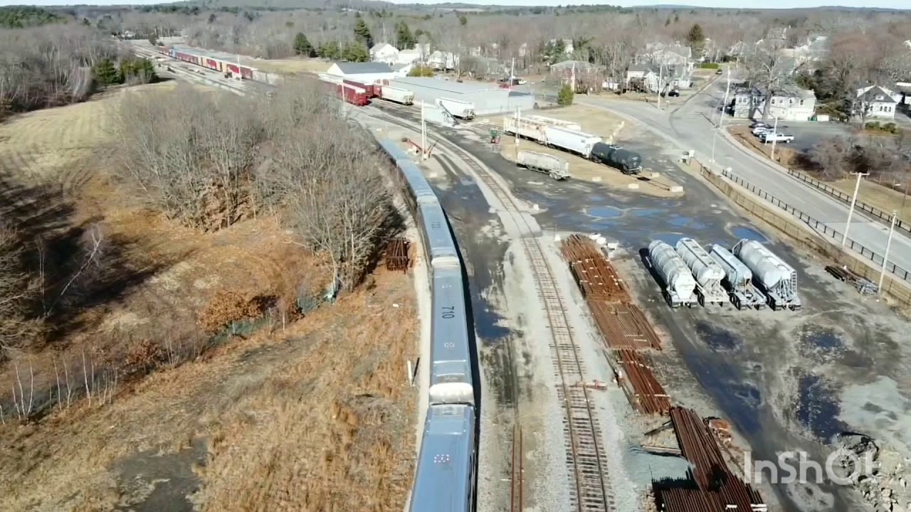 MBTA Patriots train drone video Mansfield - YouTube