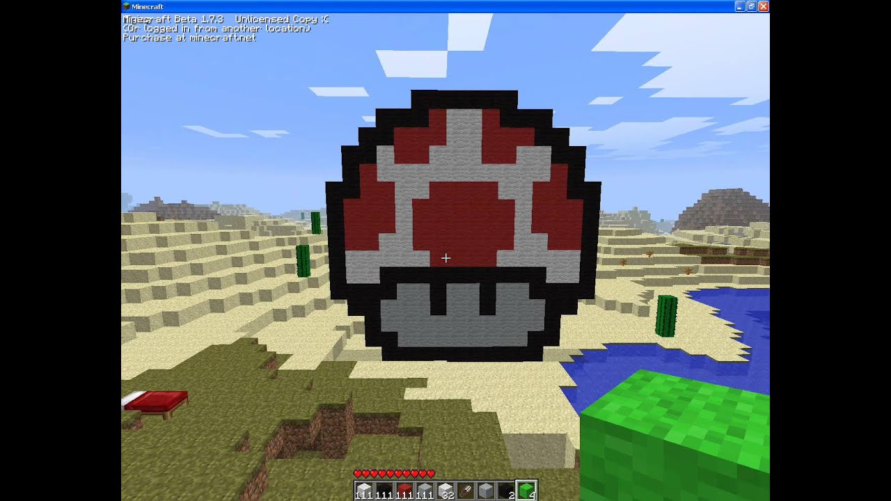 Minecraft- Mario Mushroom Pixel Art - YouTube