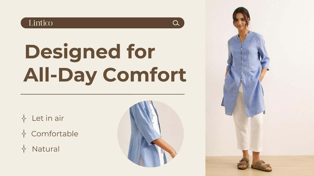 🌿 Timeless & Tailored | Meet the DILLON Linen Long Top by LINTICO - YouTube