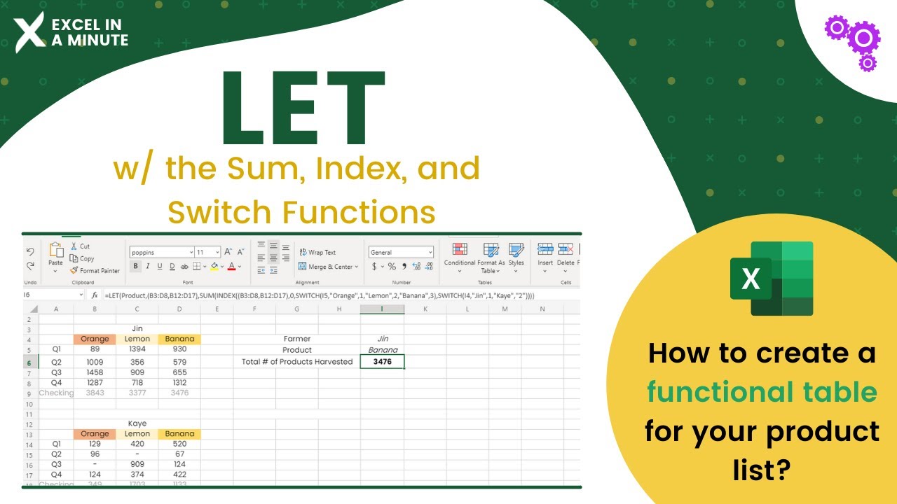 HOW TO USE LET WITH SUM INDEX AND SWITCH FUNCTION BY EXCEL IN A MINUTE ...
