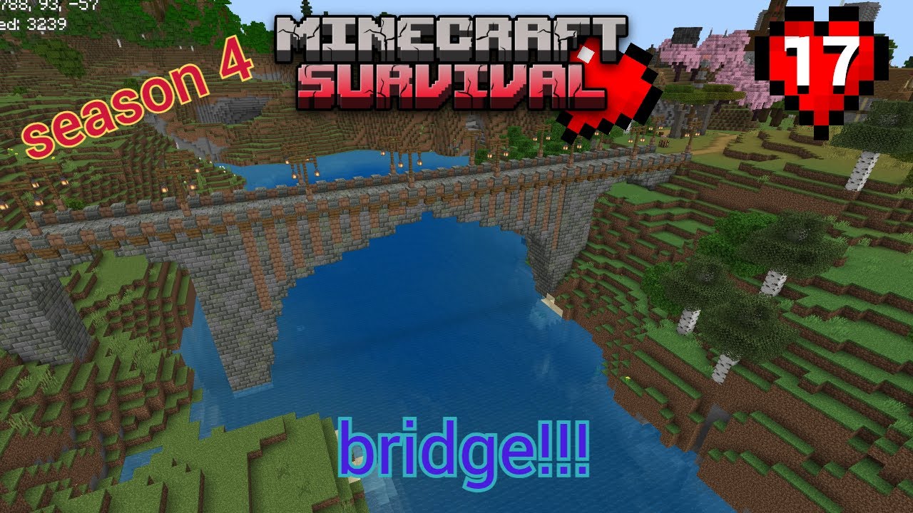 I made a giant bridge in minecraft survival, E95 - YouTube