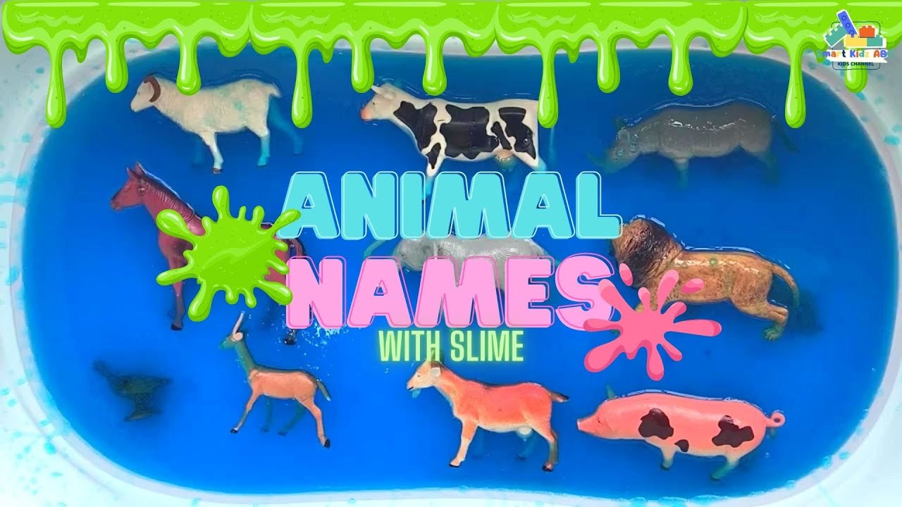 ANIMALS NAMES WITH SLIME | ELEPHANT LION COW CHICKEN HORSE | ALPHABET ...