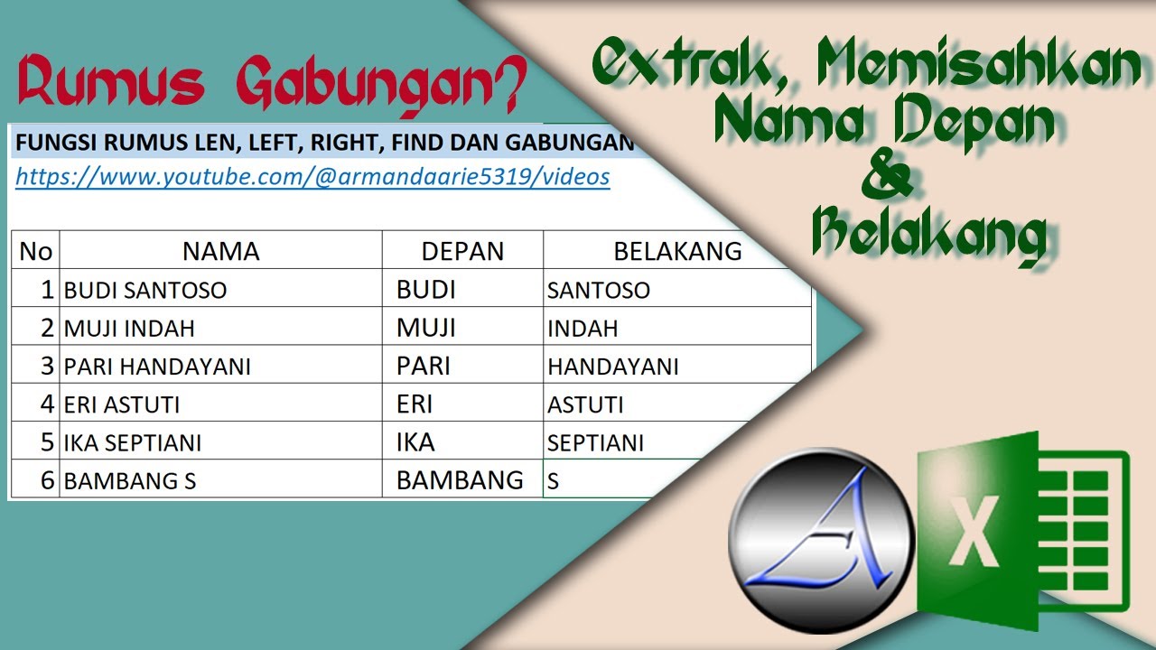Fungsi Rumus Len, Left, Right, Find dan Trim dalam Excel - Ekstrak Nama ...