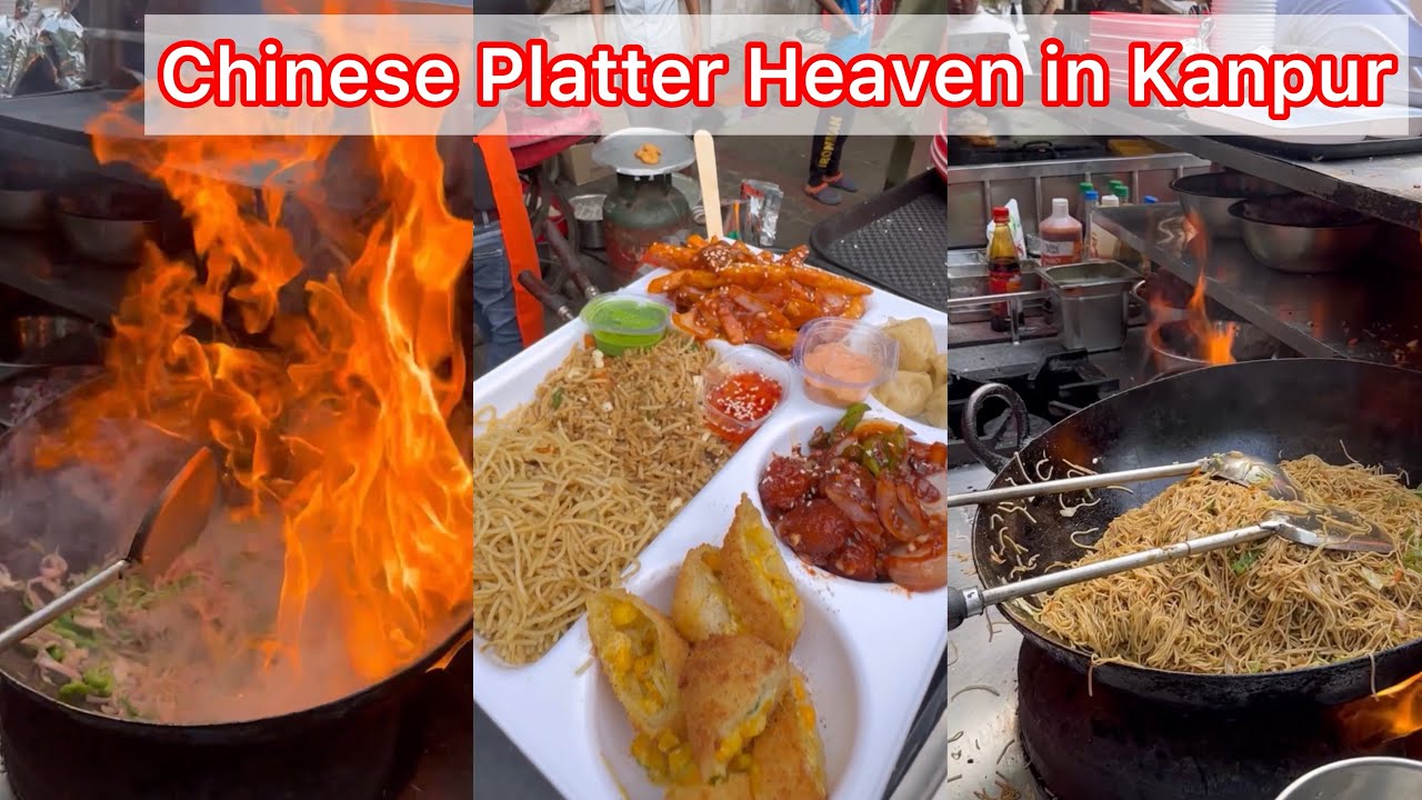 Art Of Making Chinese Platter In Kanpur 😍😍 Itni Cheap Chinese Thali ...