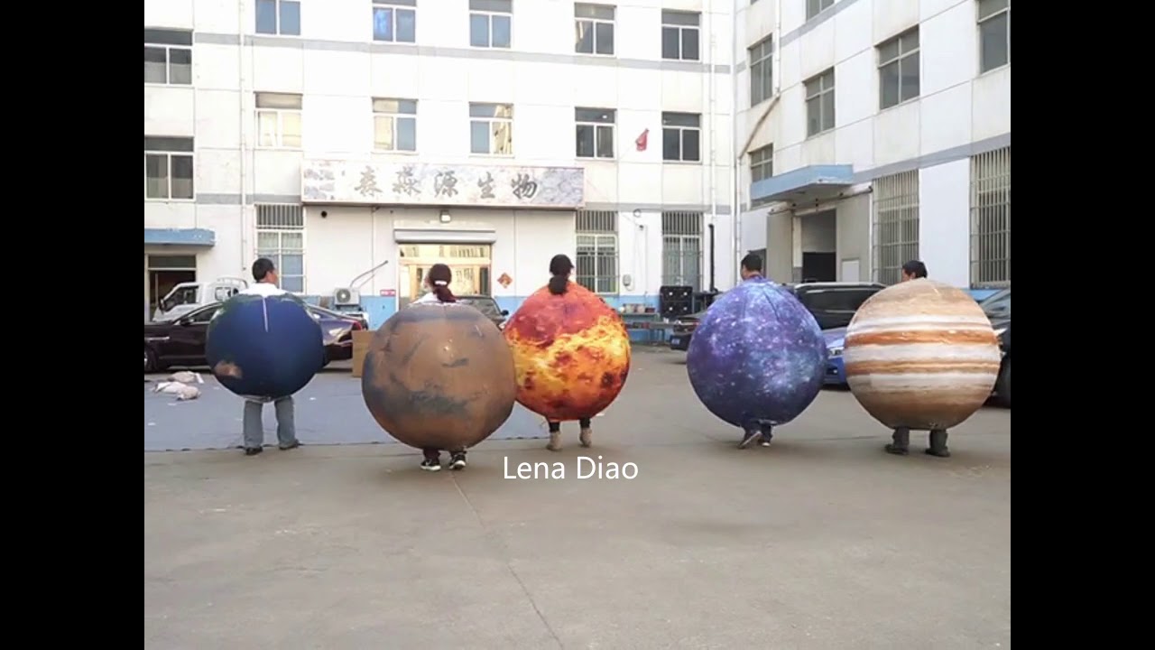 Customized walking inflatable planet balloon costume for adult - YouTube