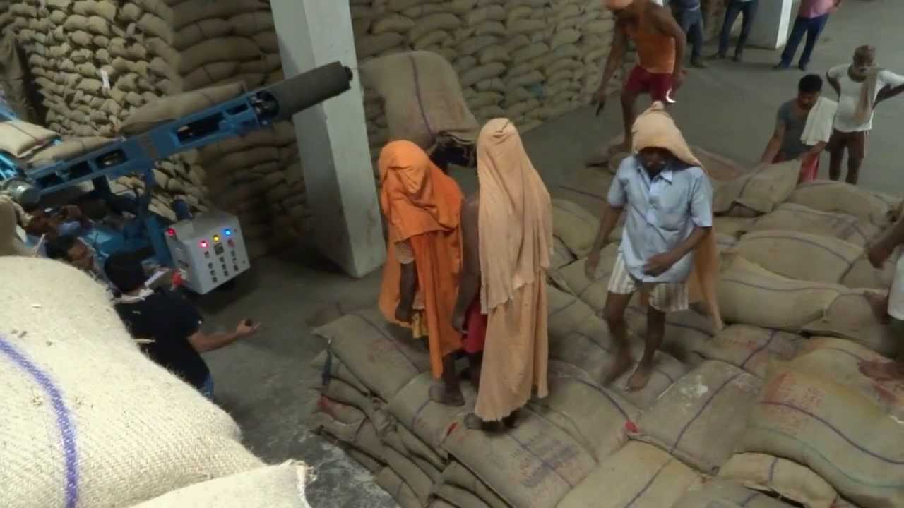 Conveying & Stacking of Bags in warehouse - YouTube