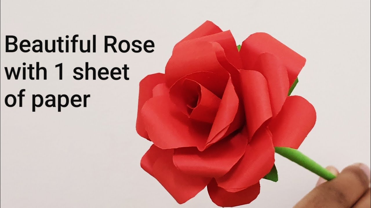 How to make Beautiful paper Rose with 1 A4 sheet of paper, easy - YouTube