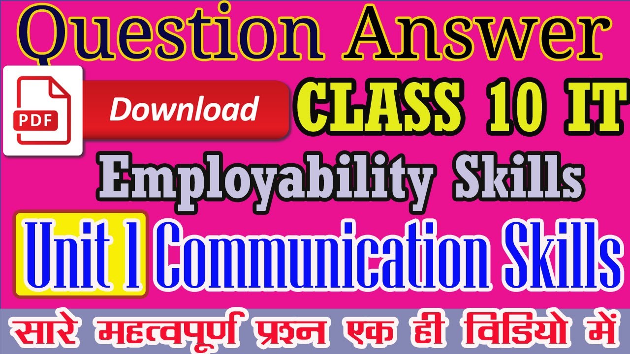 Employability Skill Question Answer | Communication Skills class 10 ...