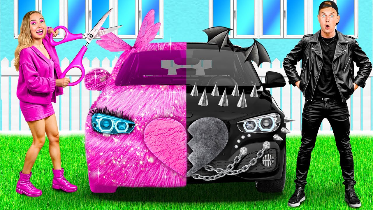 Mobil Merah Muda vs Mobil Hitam Tantangan | Tantangan Lucu Fun ...