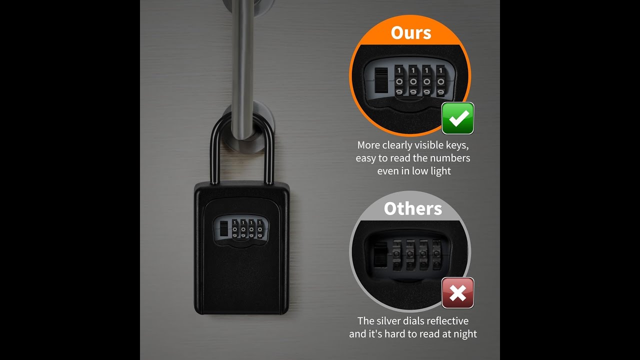 Portable Key Lock Box for House Key, Weatherproof Resettable Code House ...