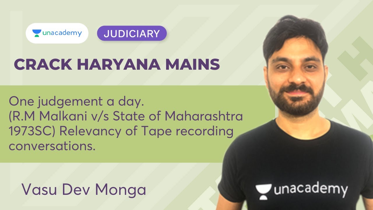 R.M Malkani v/s State of Maharashtra 1973SC | Relevancy of Tape ...